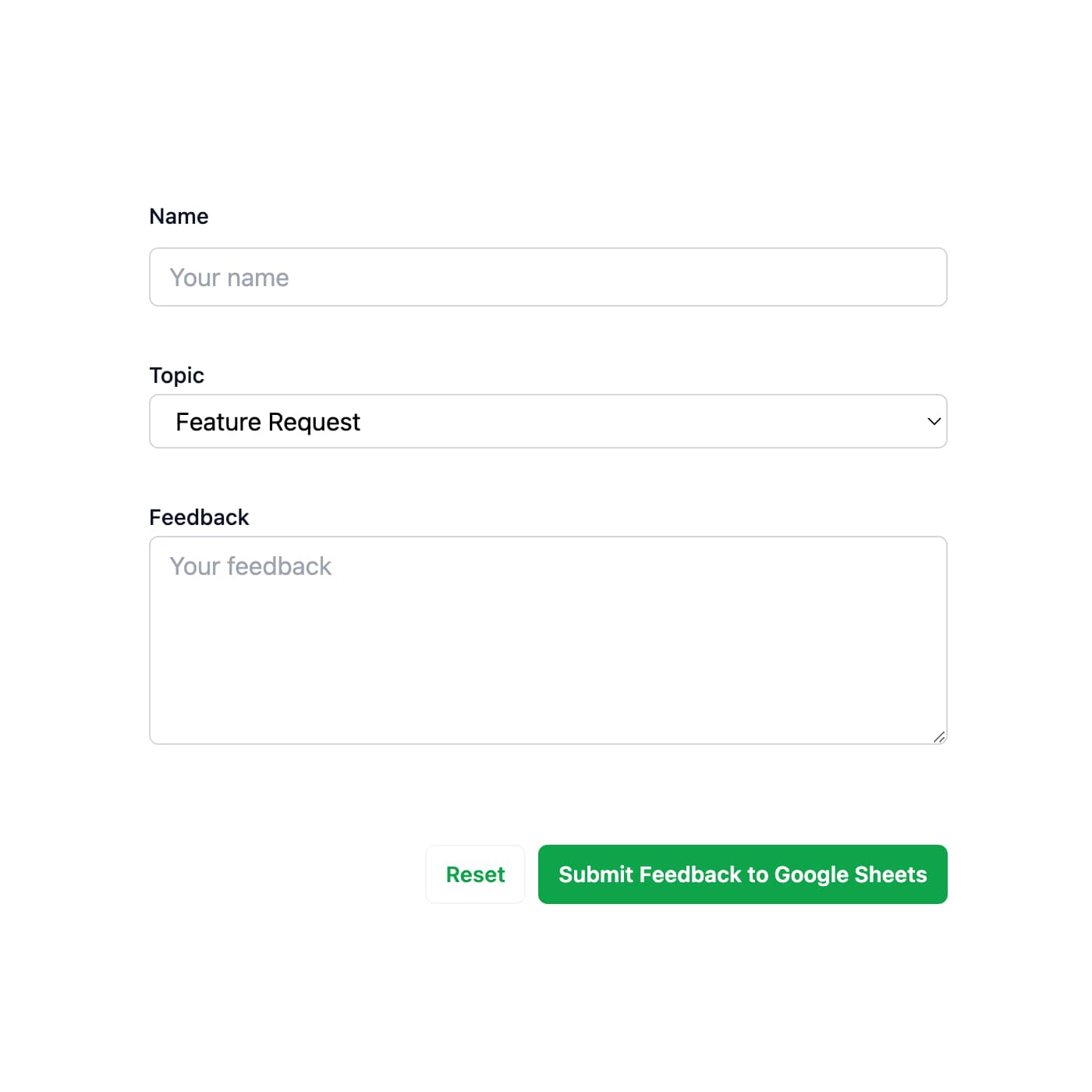 Create a Feedback Form using Google Sheets | Sheet Best